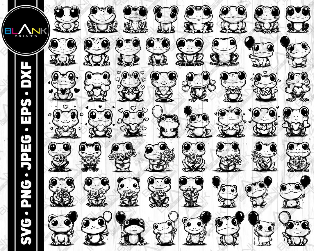 Cute Frog Bundle Svg Png Jpeg Eps Dxf Bundle Silhouette Cricut ...