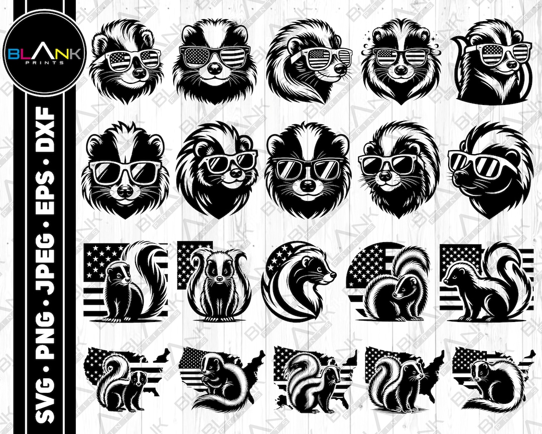 Skunk Bundle Svg Png Jpeg Eps Dxf Bundle Silhouette Cricut Commercial ...
