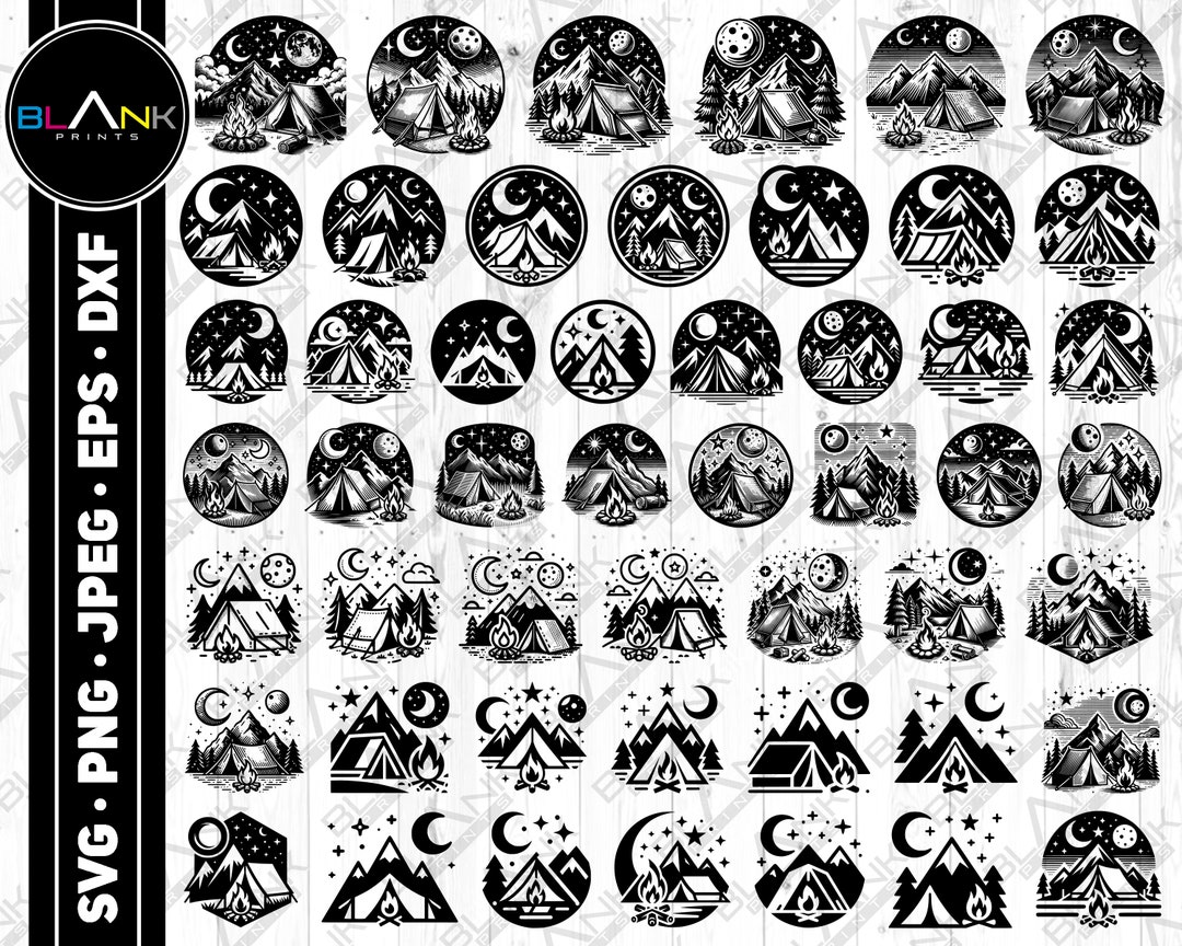 Camping Bundle Svg Png Jpeg Eps Dxf Bundle Silhouette Cricut Commercial ...