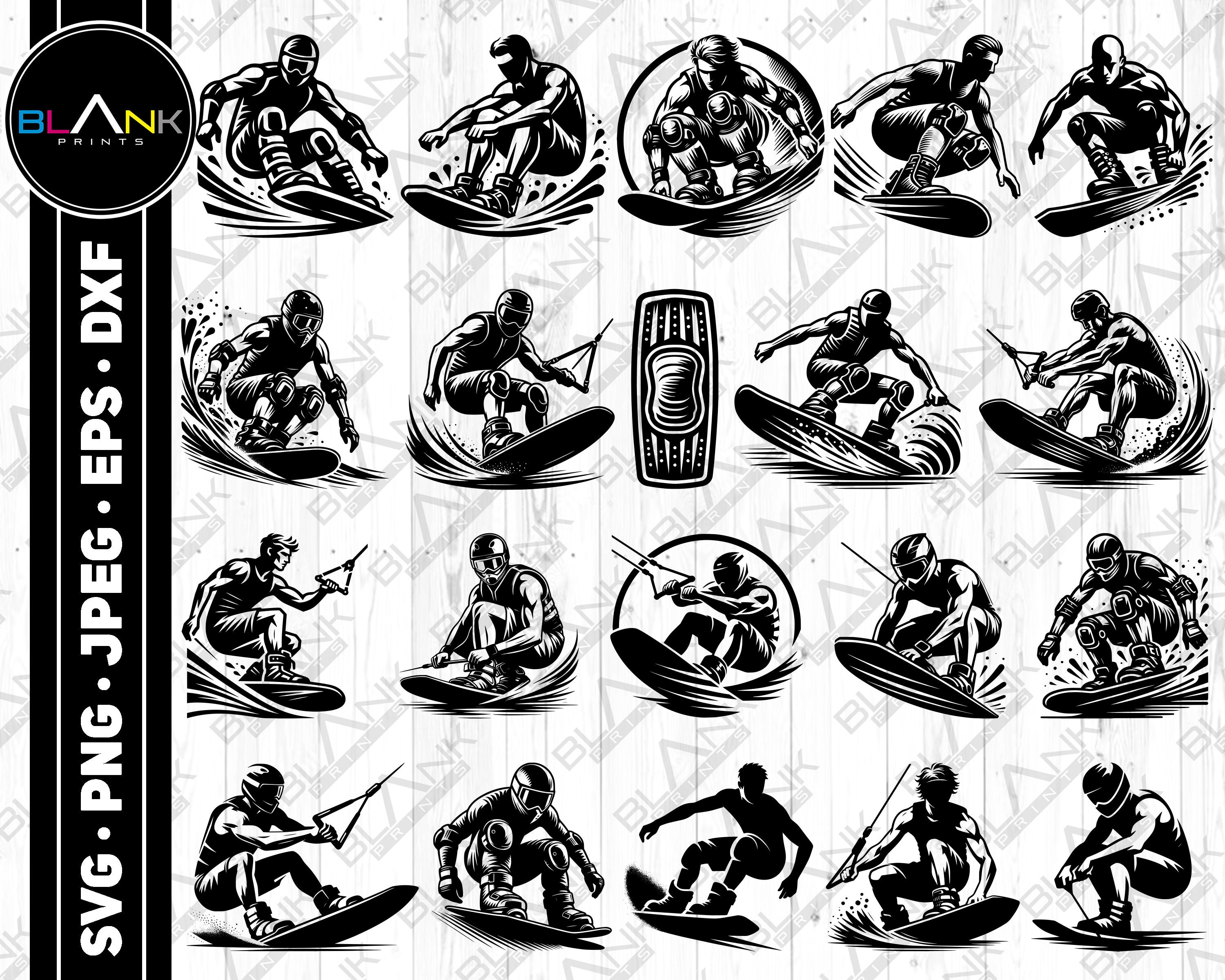 Wakeboarding Bundle Svg Png Jpeg Eps Dxf Bundle Silhouette Clipart ...