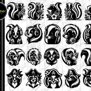 Skunk Bundle Svg Png Jpeg Eps Dxf Bundle Silhouette Cricut Commercial ...