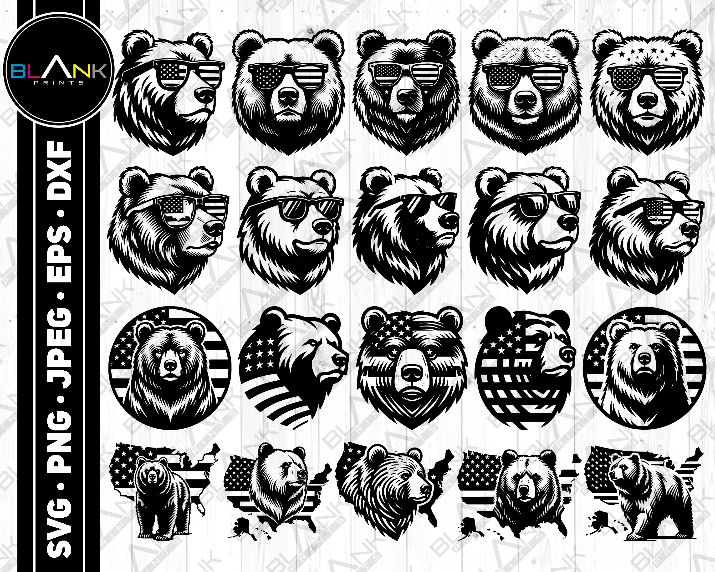 Bear Bundle Svg Png Jpeg Eps Dxf Bundle Silhouette Cricut Commercial ...