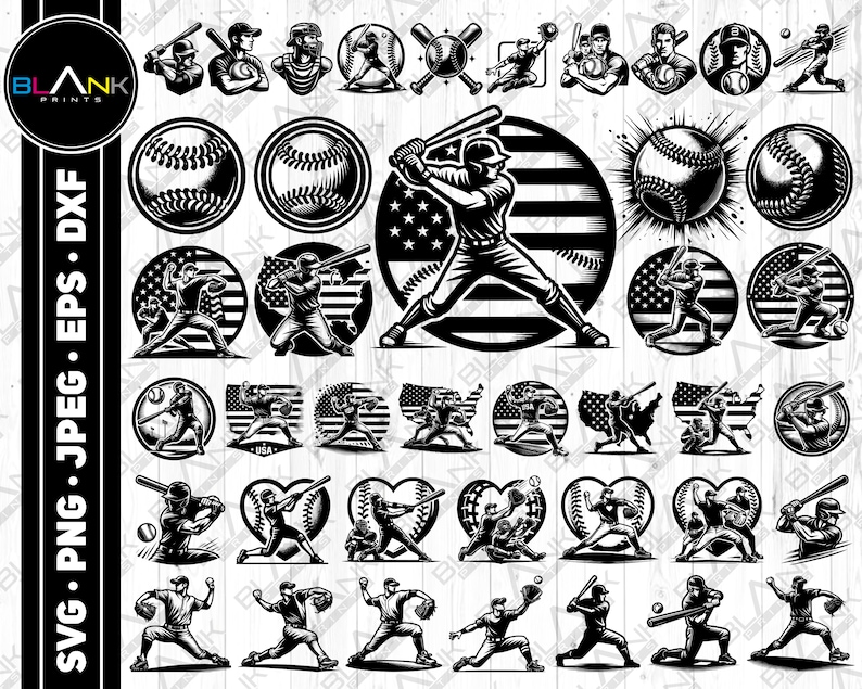 Softball Men Bundle Svg Png Jpeg Eps Dxf Bundle Silhouette Cricut ...