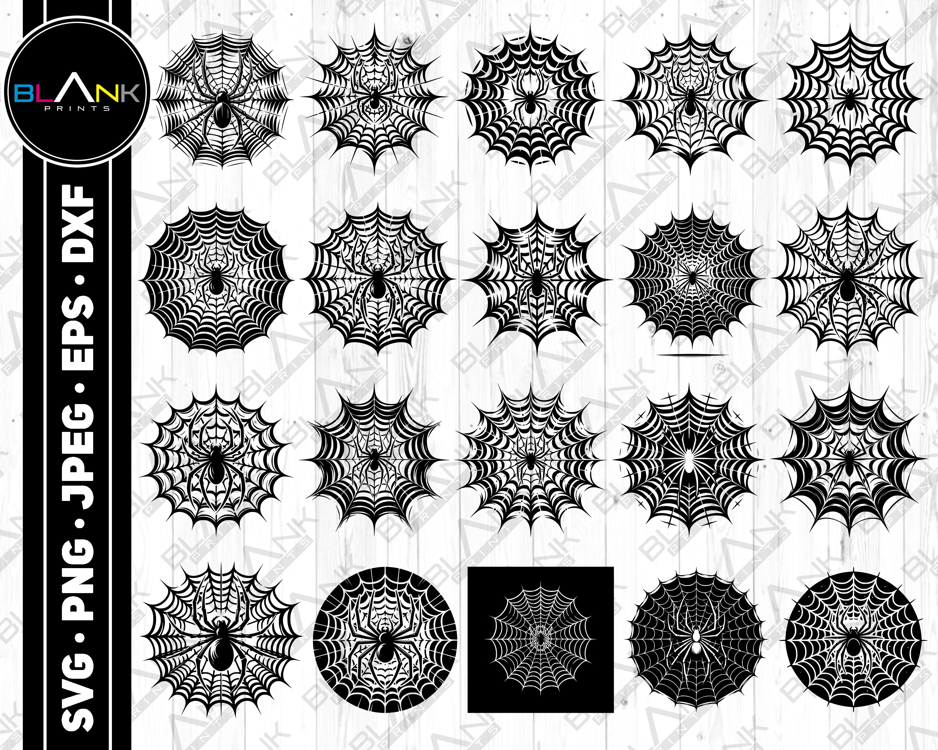 Spider Web Bundle Svg Png Jpeg Eps Dxf Bundle Silhouette Clipart Cricut ...