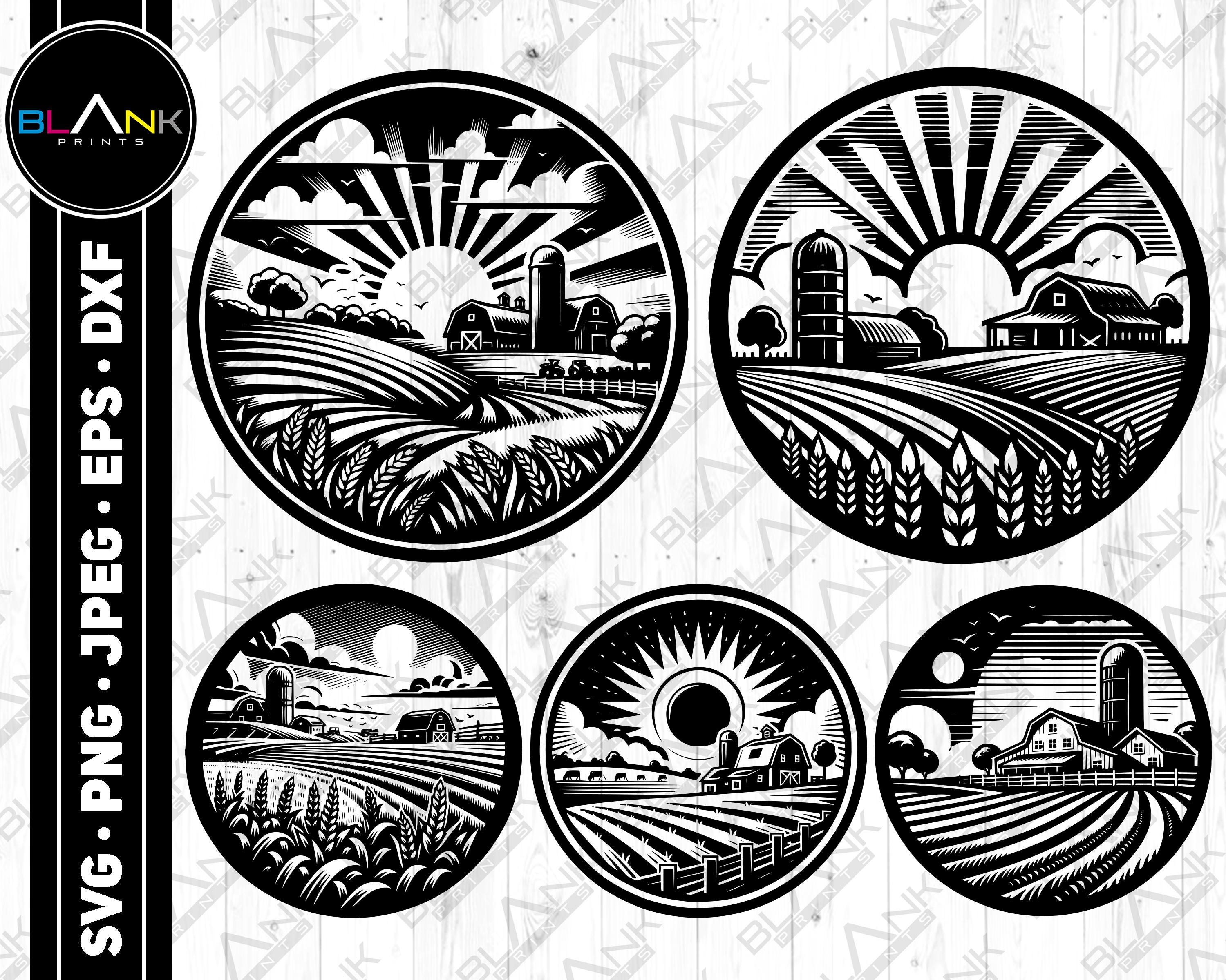 Farm Landscape Bundle Svg Png Jpeg Eps Dxf Engrave Silhouette Clipart ...