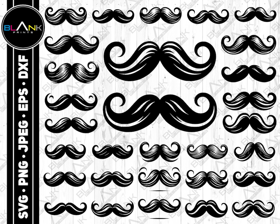 Mustache Bundle Svg Png Jpeg Eps Dxf Bundle Silhouette Clipart Cricut ...