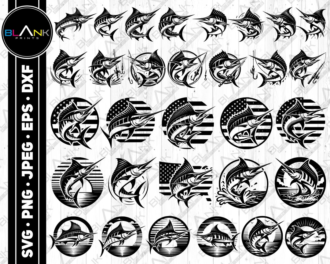 Marlin Bundle Svg Png Jpeg Eps Dxf Bundle Silhouette Clipart Cricut ...