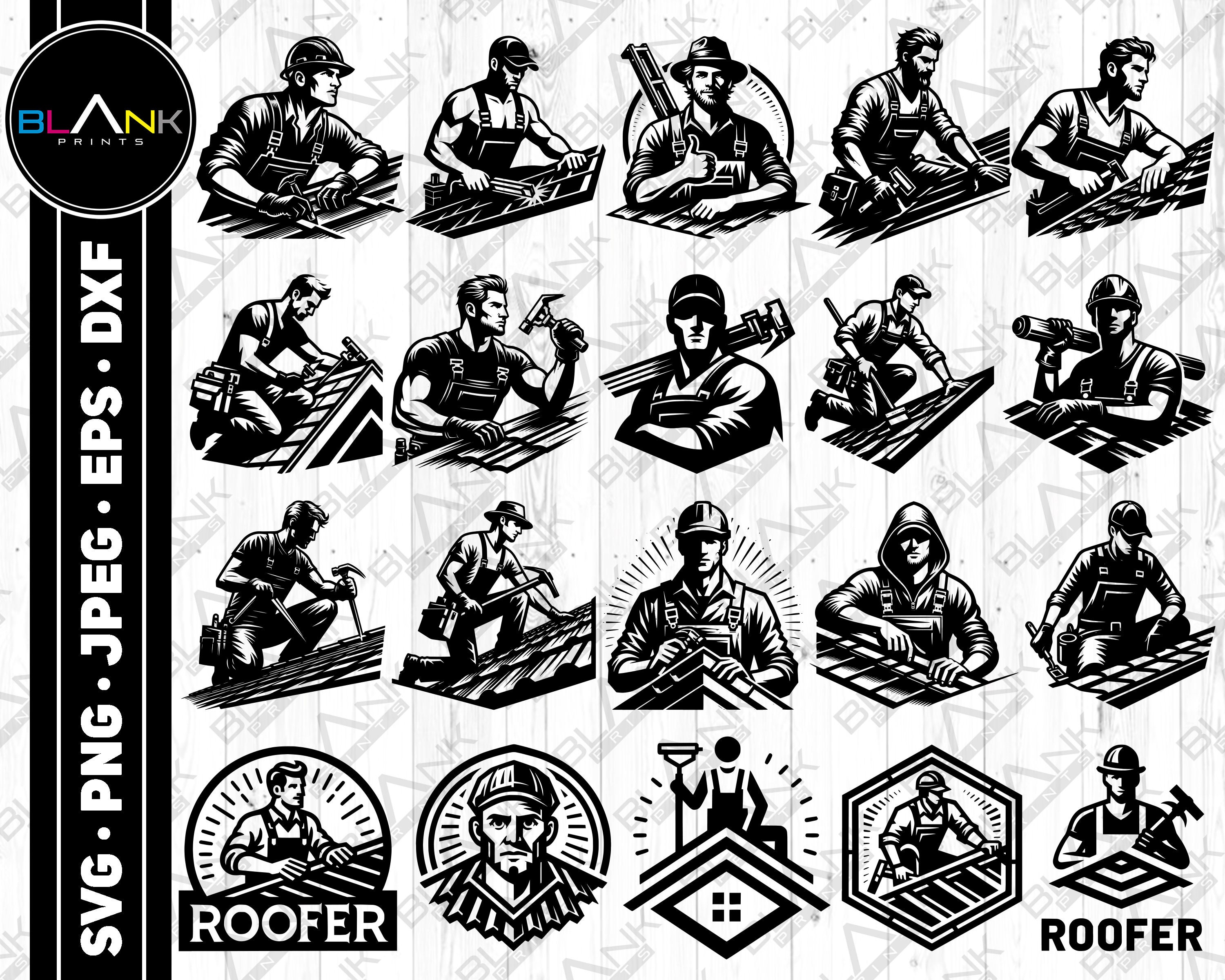Roofer SVG Bundle: Commercial Use Roofing Graphics (digital Download ...
