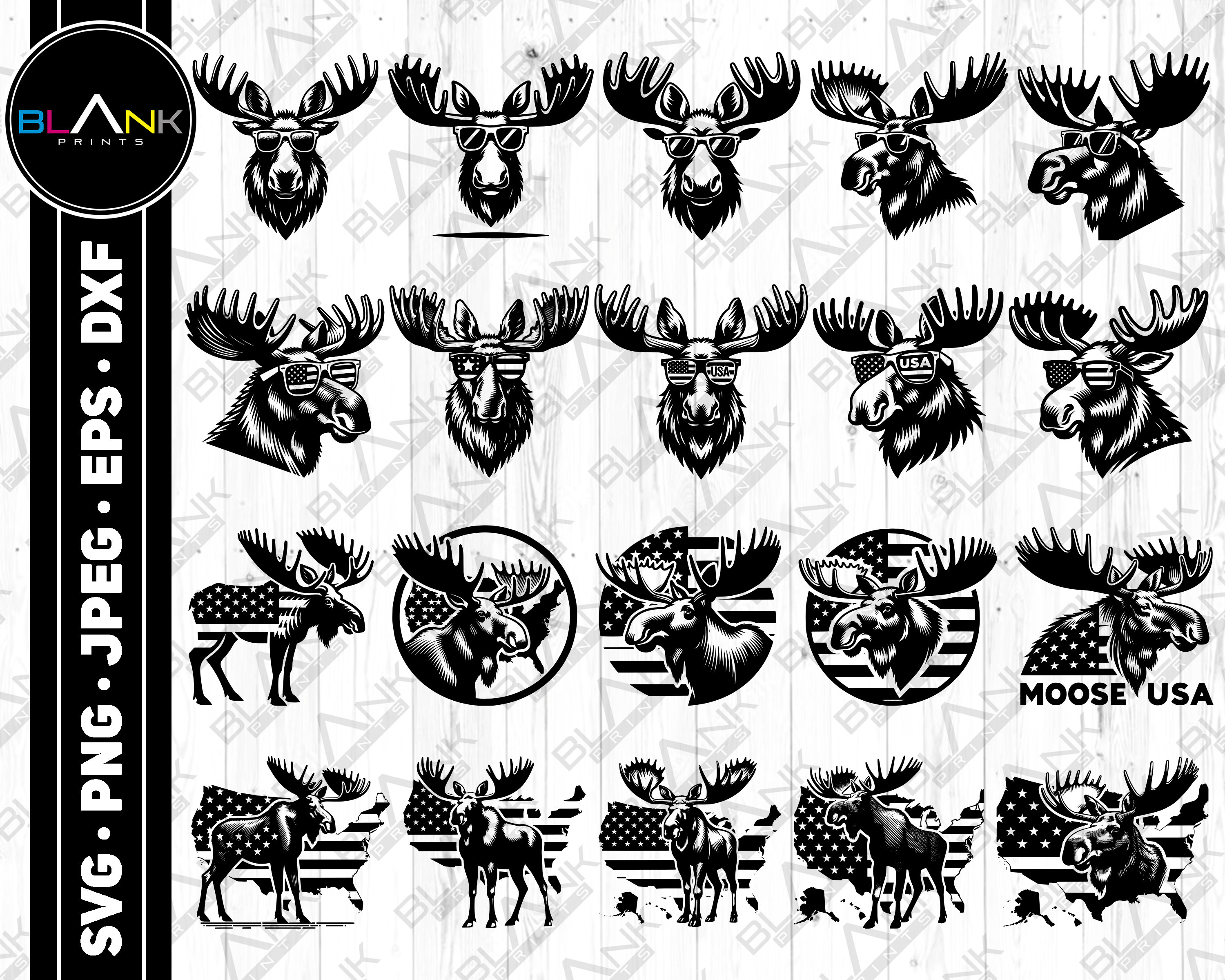 Moose Bundle Svg Png Jpeg Eps Dxf Vector Bundle Silhouette Cricut ...