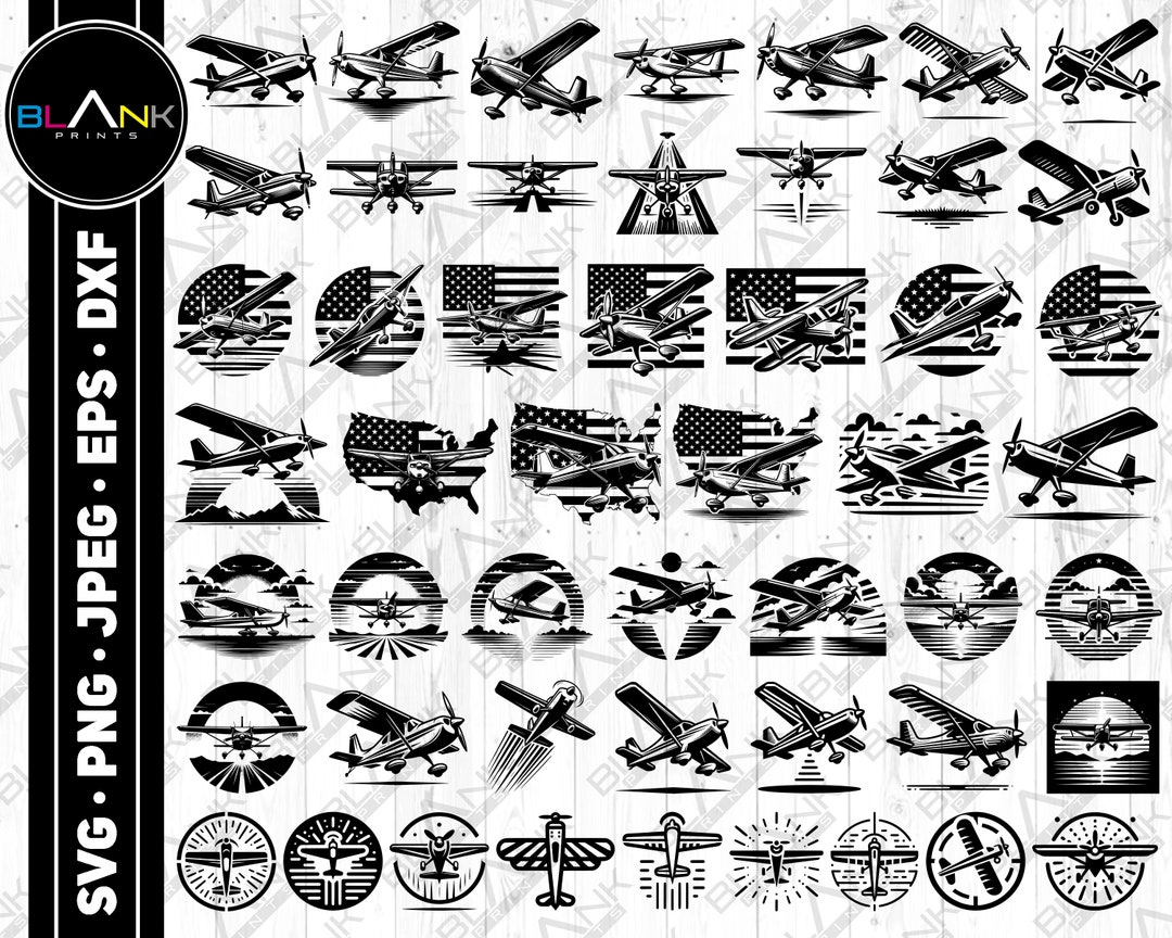 Light Airplane SVG Bundle: Pilot Aviation Aircraft Designs (digital ...