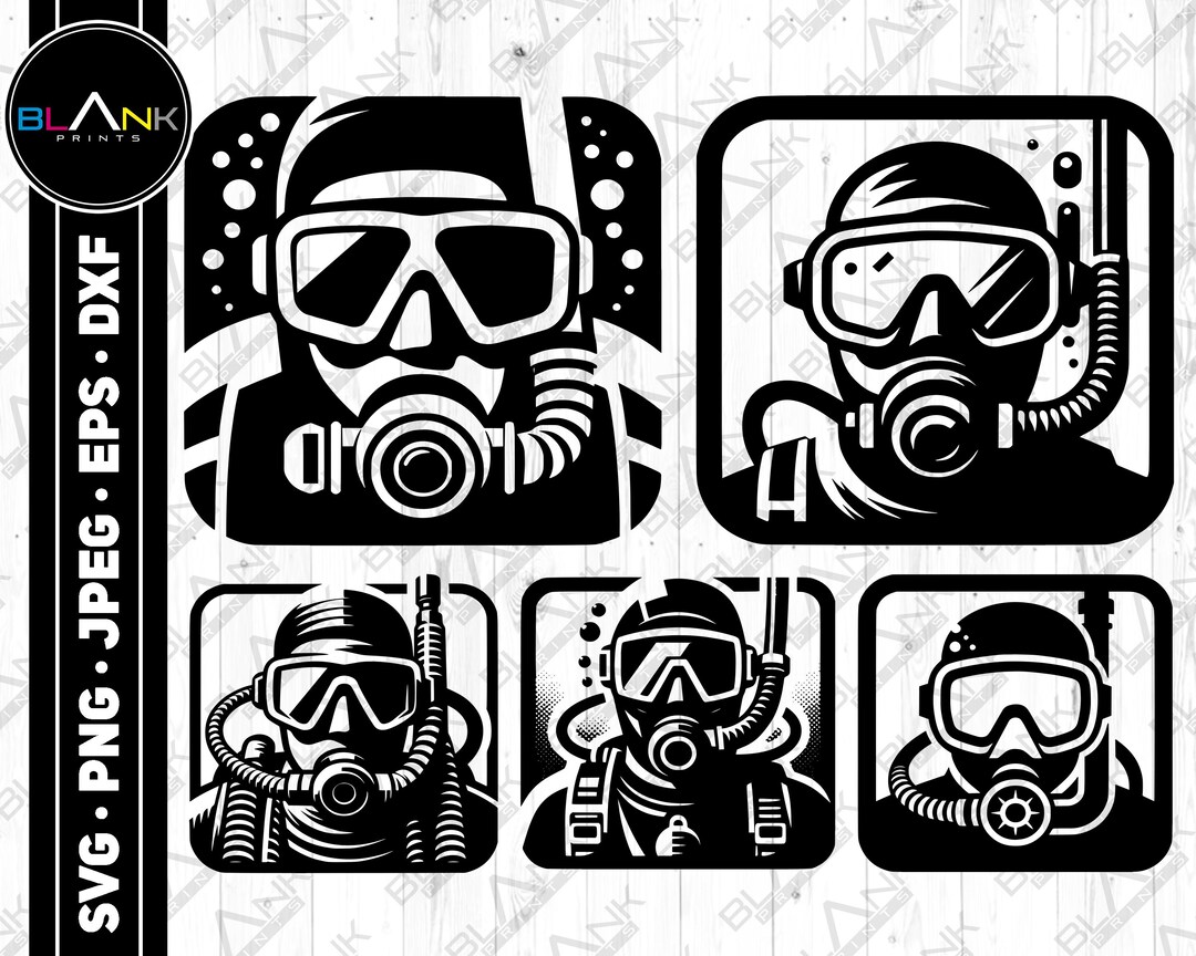 Scuba Diver Bundle Svg Png Jpeg Eps Dxf Engrave Silhouette Clipart ...