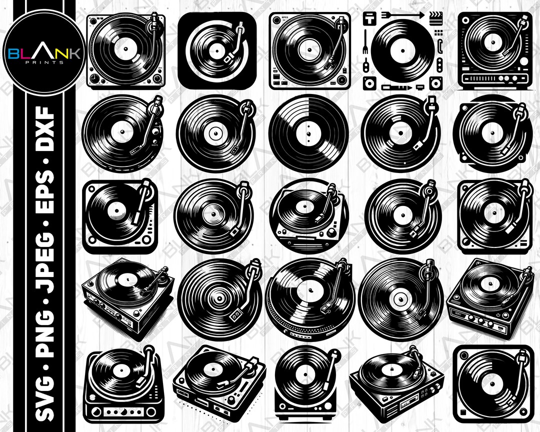 Vinyl Player Bundle Svg Png Jpeg Eps Dxf Bundle Silhouette Clipart ...