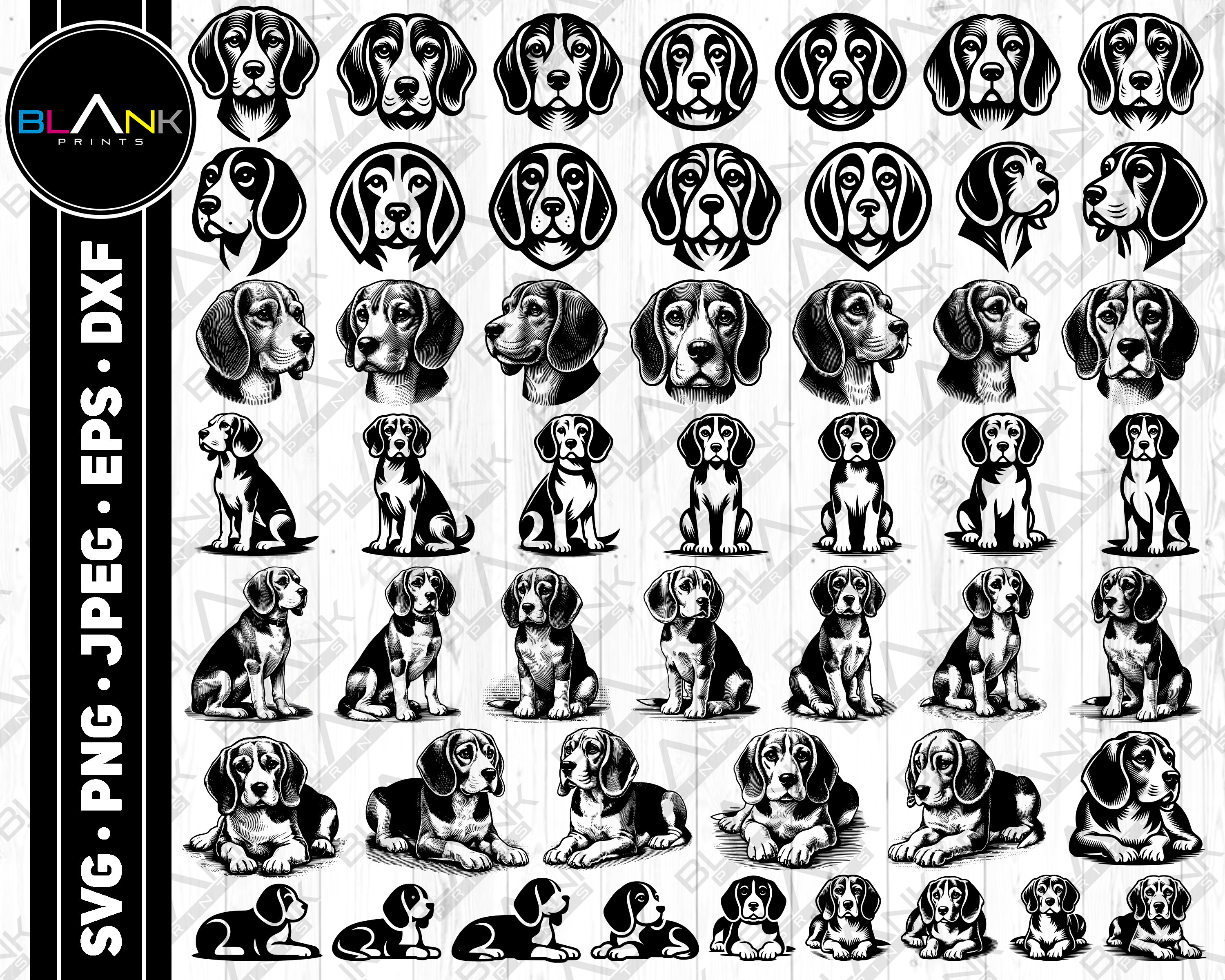 Beagle Bundle Svg Png Jpeg Eps Dxf Bundle Silhouette Cricut Commercial ...