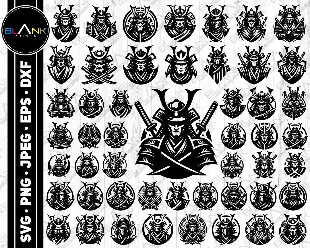 Samurai Bundle Svg Png Jpeg Eps Dxf Bundle Silhouette Clipart Cricut ...