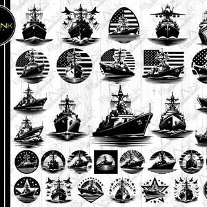 Destroyer Ship Bundle Svg Png Jpeg Eps Dxf Bundle Silhouette Clipart ...