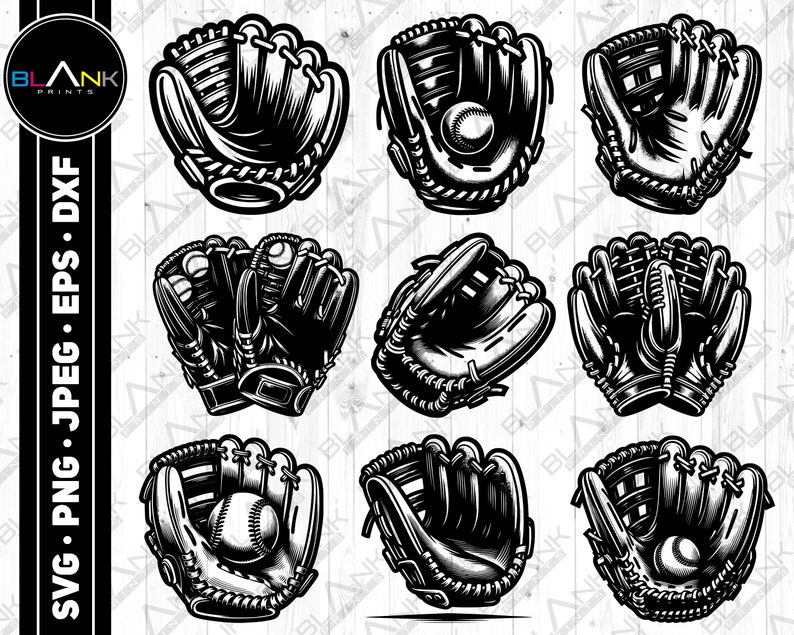 Baseball Gloves Vector Bundle, Sports Clipart (svg, Png, Jpg, Eps, Dxf ...