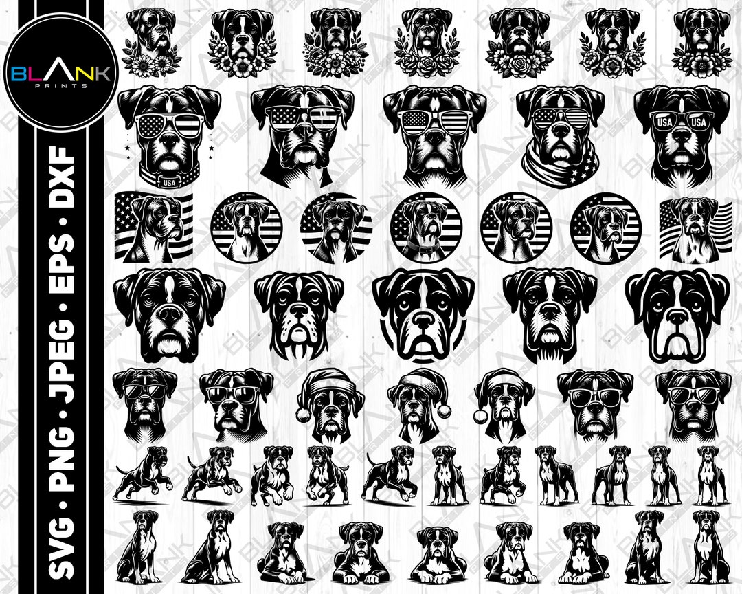 Boxer Bundle Svg Png Jpeg Eps Dxf Bundle Silhouette Cricut Commercial ...