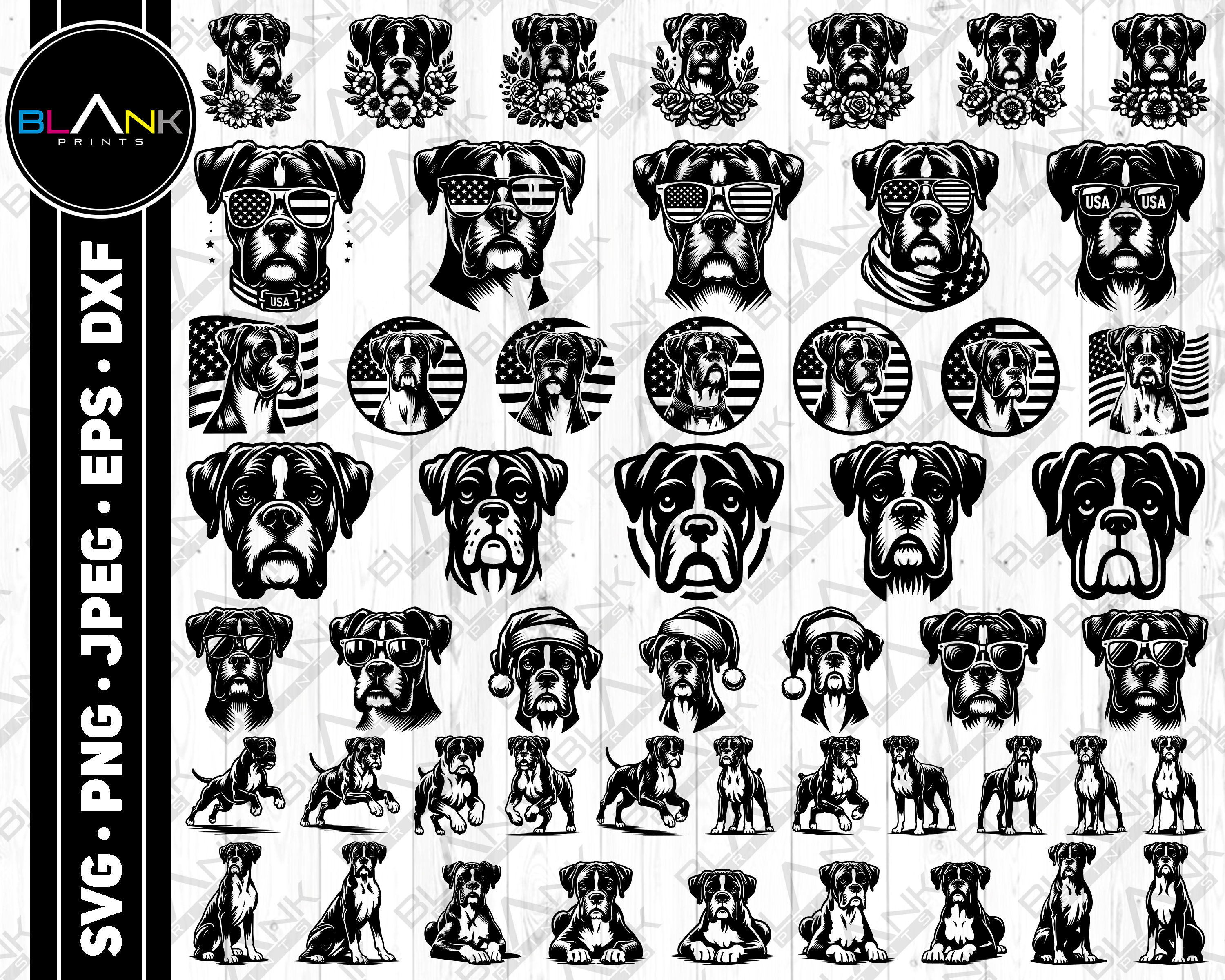 Boxer Bundle Svg Png Jpeg Eps Dxf Bundle Silhouette Cricut Commercial ...
