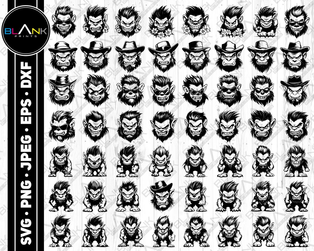 Humanoid Creature Bundle Svg Png Jpeg Eps Dxf Bundle Silhouette Cricut ...