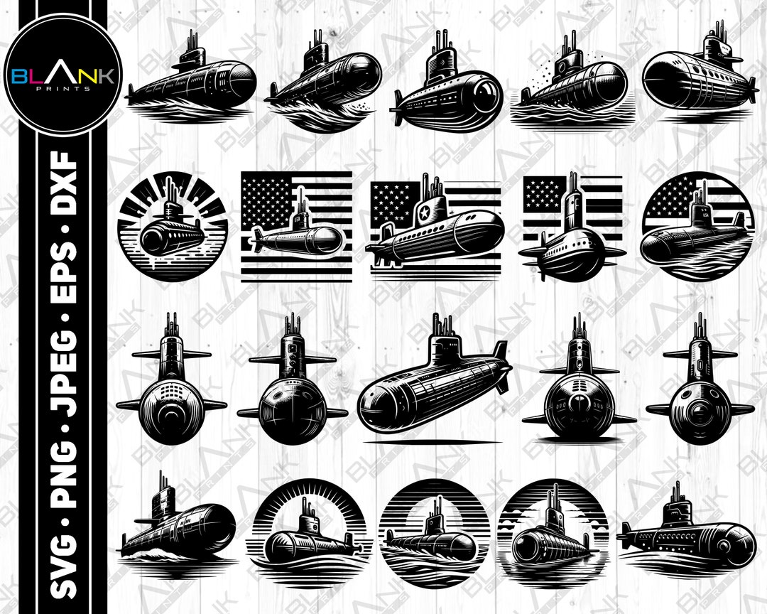 Submarine Bundle Svg Png Jpeg Eps Dxf Bundle Silhouette Clipart Cricut ...