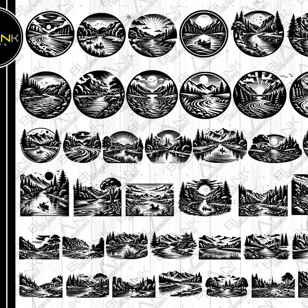 Mountain Tree River Svg - Etsy