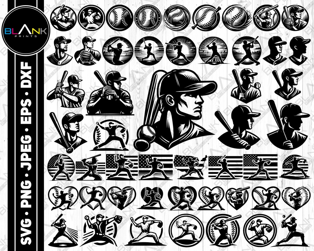 Baseball Bundle Svg Png Jpeg Eps Dxf Bundle Silhouette Cricut ...