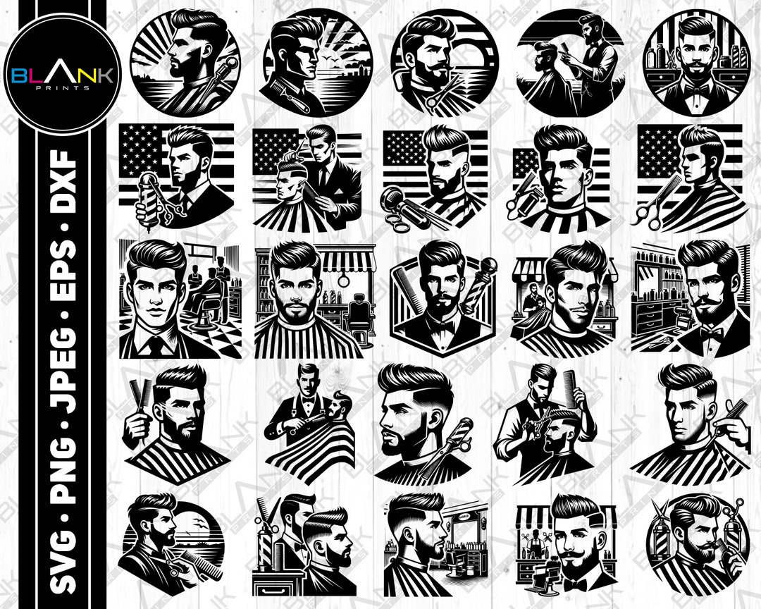 Barber Bundle Svg Png Jpeg Eps Dxf Bundle Silhouette Cricut Commercial ...