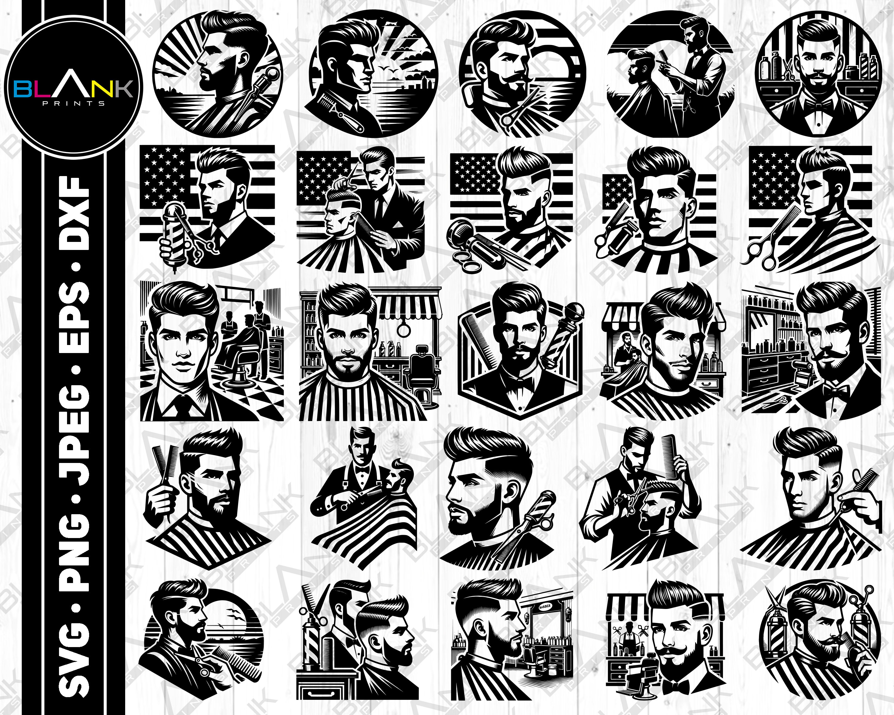 Barber Bundle Svg Png Jpeg Eps Dxf Bundle Silhouette Cricut Commercial ...
