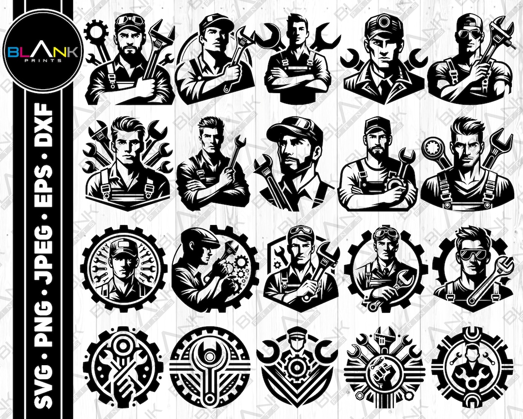 Mechanic Bundle Svg Png Jpeg Eps Dxf Bundle Silhouette Cricut ...