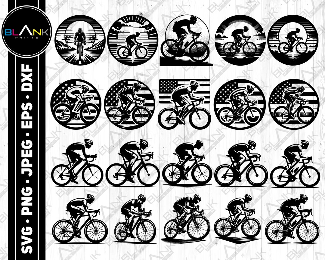 Cycling Bundle Svg Png Jpeg Eps Dxf Vector Bundle Silhouette Cricut ...