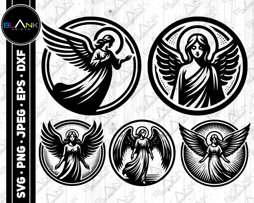 Angel Bundle Svg Png Jpeg Eps Dxf Engrave Silhouette Clipart Cricut ...