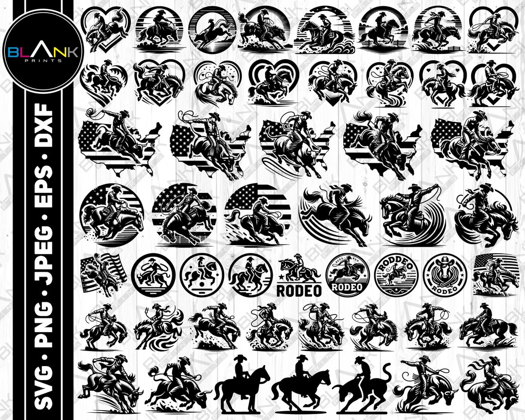 Rodeo SVG Bundle: Bull Riding Silhouette Graphics (digital Download) - Etsy