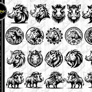 Warthog Bundle Svg Png Jpeg Eps Dxf Bundle Silhouette Clipart Cricut ...