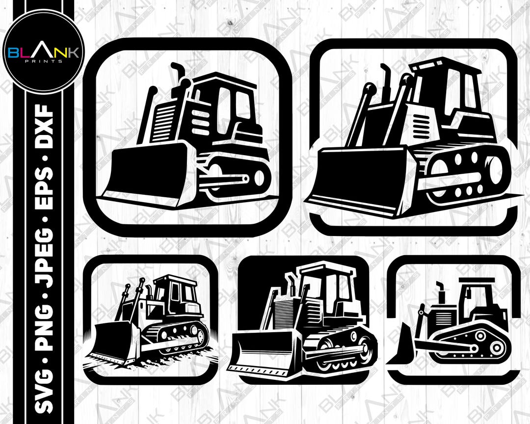 Bulldozer Bundle Svg Png Jpeg Eps Dxf Engrave Silhouette Clipart Cricut ...