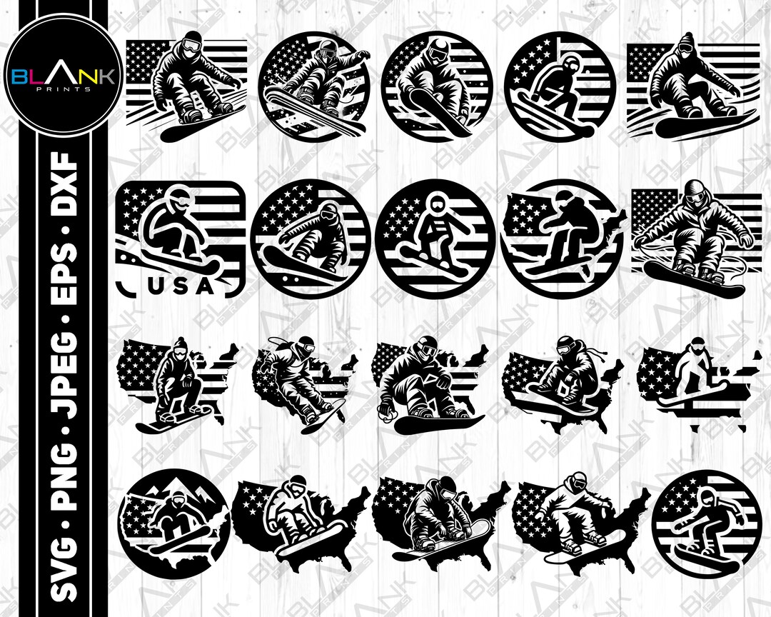 Snowboard Bundle Svg Png Jpeg Eps Dxf Bundle Silhouette Cricut ...