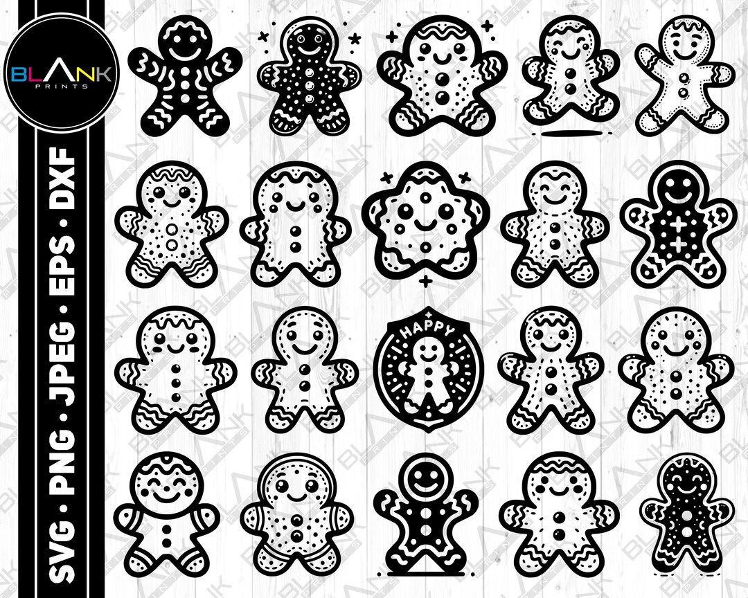 Gingerbread Man Clipart Bundle, Christmas SVG (png, Eps, Dxf, Jpeg ...