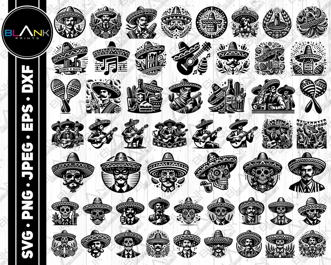 Cinco De Mayo Fiesta Clipart Bundle (svg, Png, Jpeg, Eps, Dxf) (digital ...