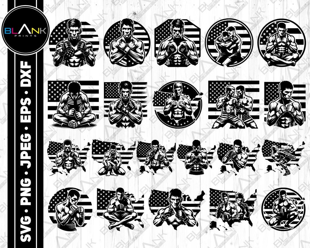 Mixed Martial Arts Bundle Svg Png Jpeg Eps Dxf Bundle Silhouette Cricut ...