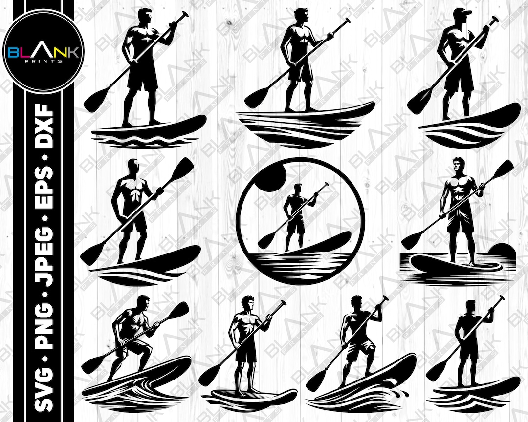 Paddle Boarding Vector Art Bundle SVG PNG (digital Download) - Etsy