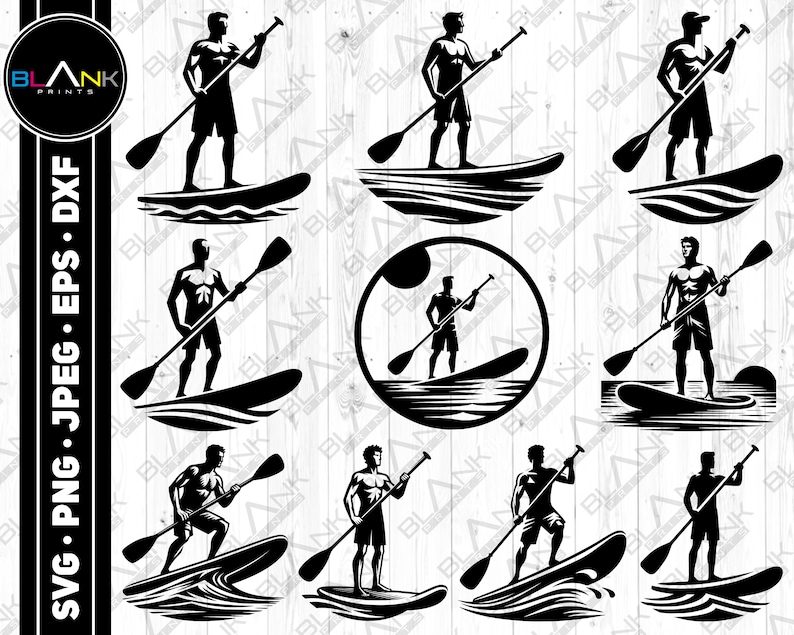 Paddle Boarding Bundle Svg Png Jpeg Eps Dxf Bundle Silhouette Clipart ...