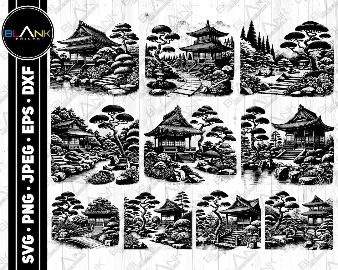 Japanese Garden Bundle Svg Png Jpeg Eps Dxf Bundle Silhouette Cricut ...
