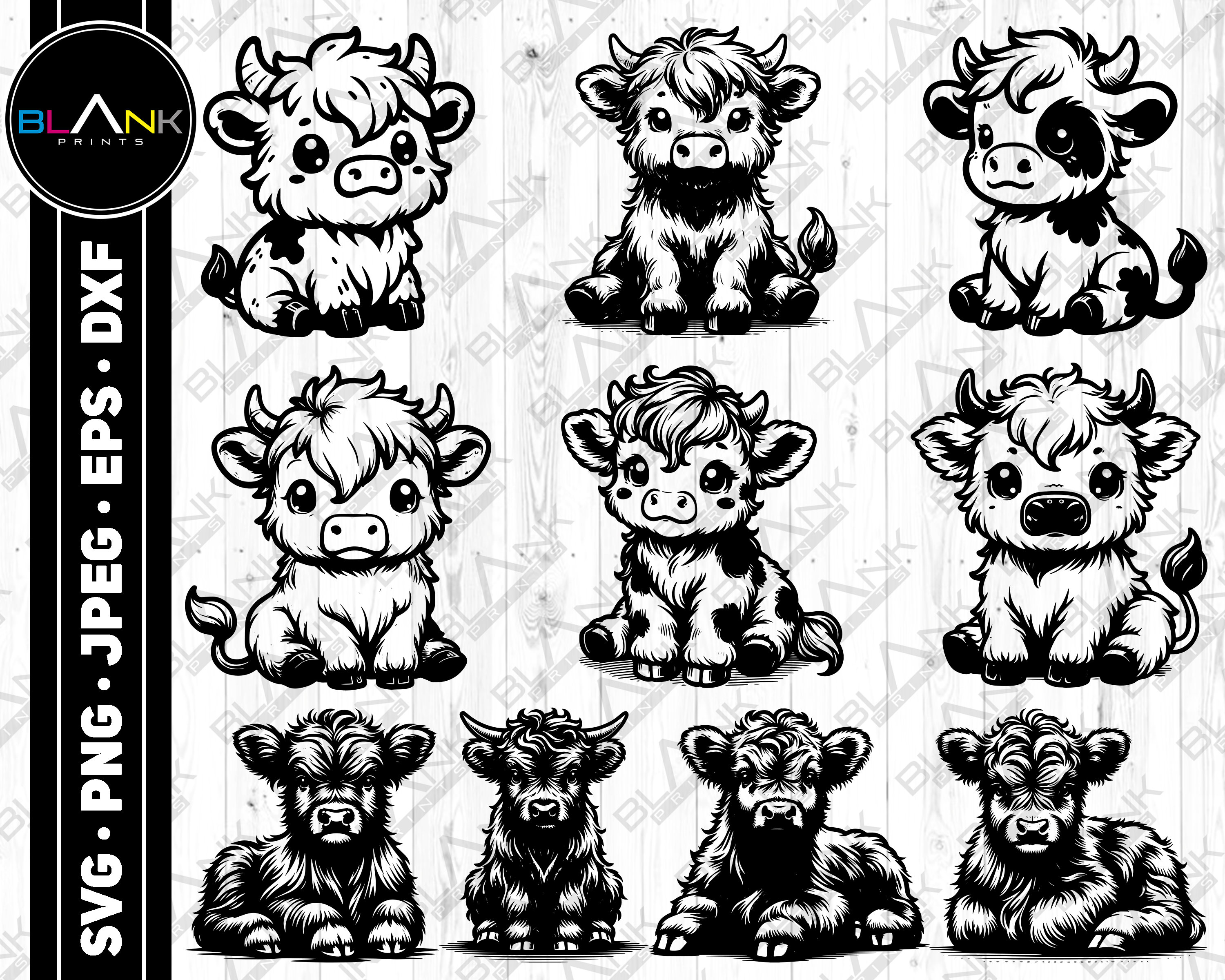 Baby Highland Cow Clipart Bundle, Commercial Use (svg, Png, Jpeg, Eps ...