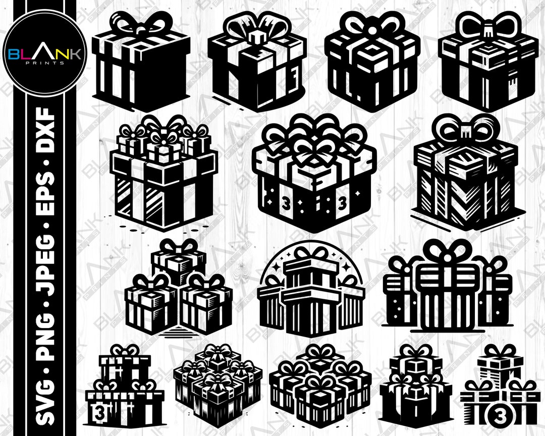 Box of Gift Bundle Svg Png Jpeg Eps Dxf Bundle Silhouette Cricut ...