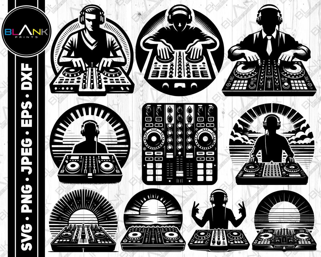 Dj Mixer Bundle Svg Png Jpeg Eps Dxf Bundle Silhouette Cricut ...