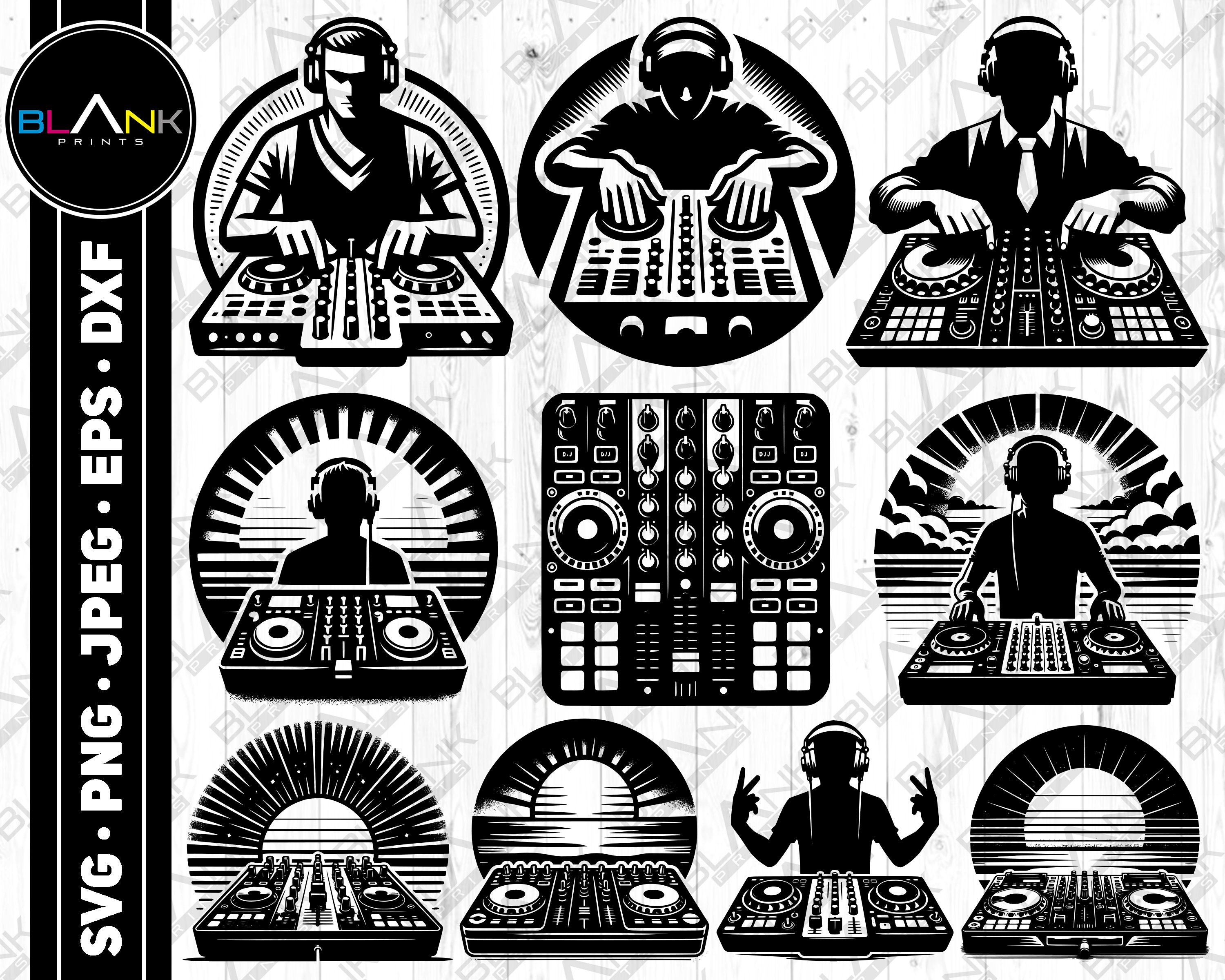 Dj Mixer Bundle Svg Png Jpeg Eps Dxf Bundle Silhouette Cricut ...