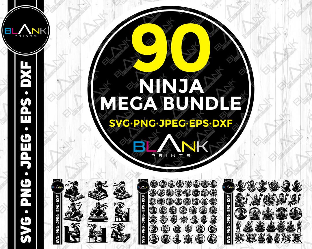 Ninja Mega Bundle: 90+ Vector Graphics (svg, Png, Jpg, Eps, Dxf) - Etsy