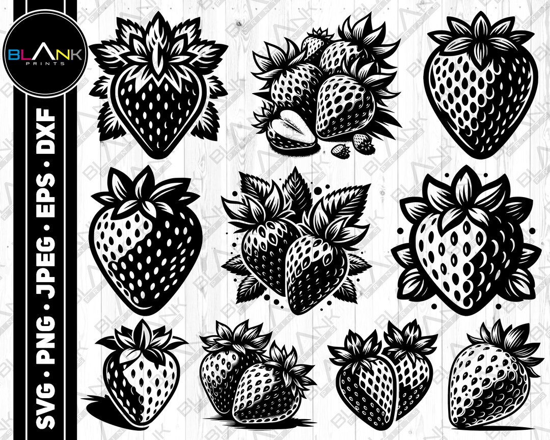 Strawberry Clipart Bundle, Vector Graphics (svg, Png, Jpeg, Eps, Dxf ...