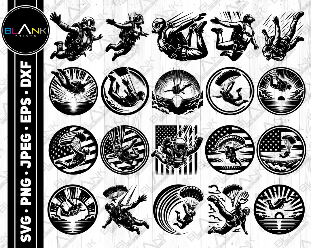Skydiving SVG Bundle: USA Flag Designs (digital Download) - Etsy