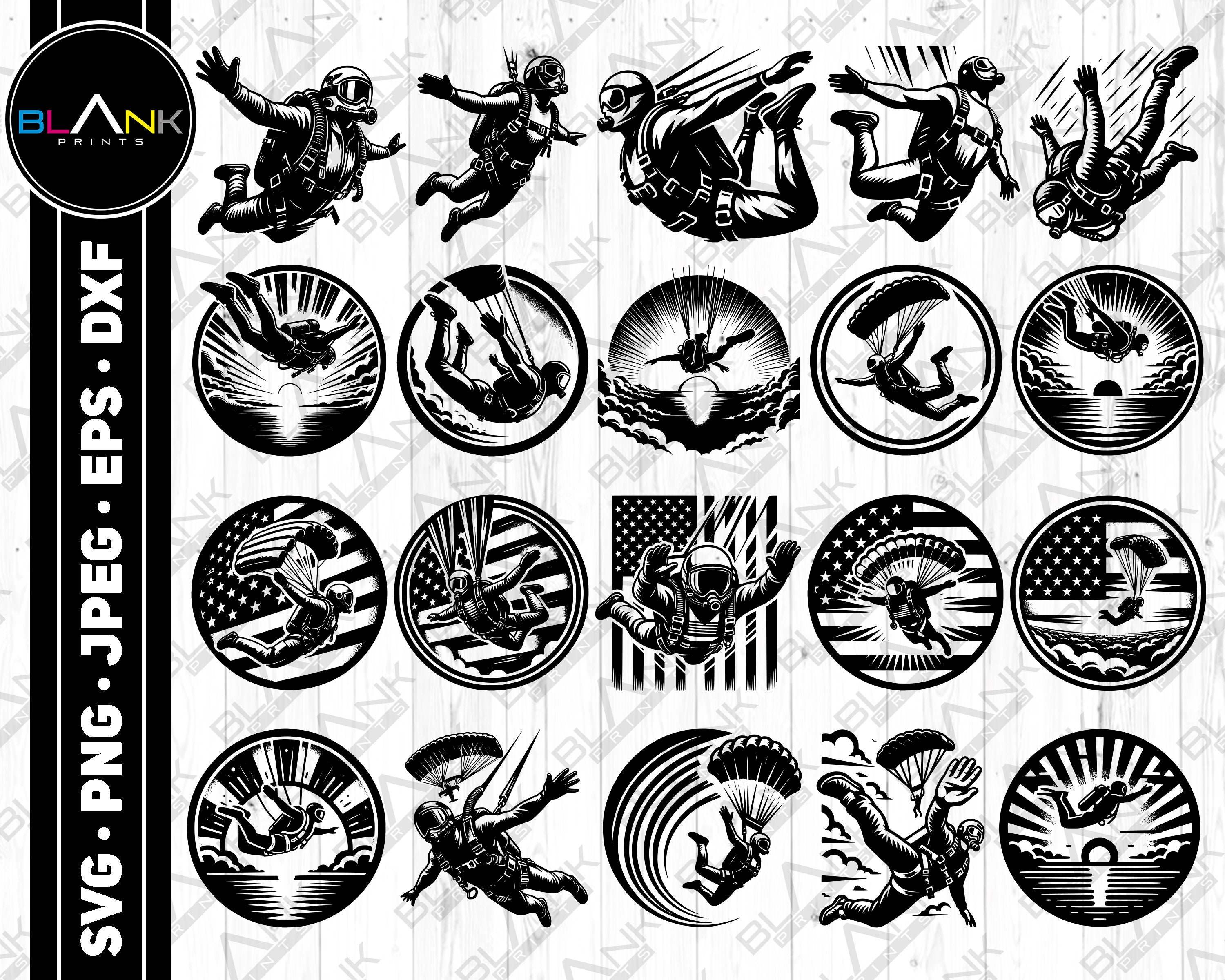 Skydiving SVG Bundle: USA Flag Designs (digital Download) - Etsy