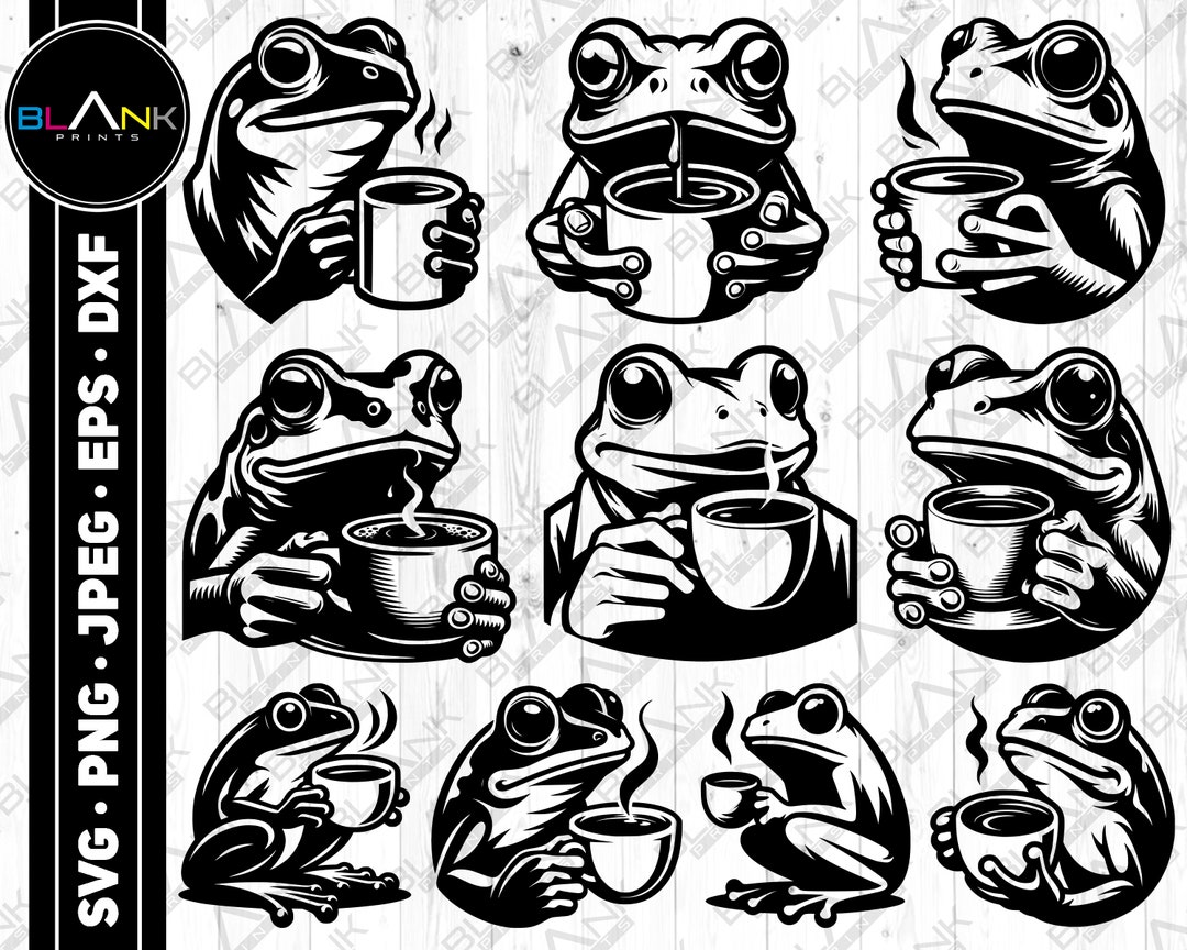 Frog Drinking Coffee SVG Bundle: Commercial Use (digital Download) - Etsy